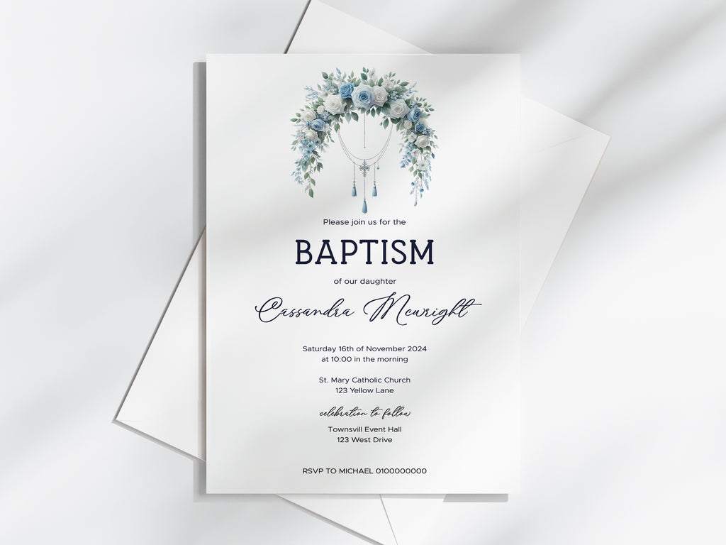 Personalised Baptism/Christening Invitations with Envelopes