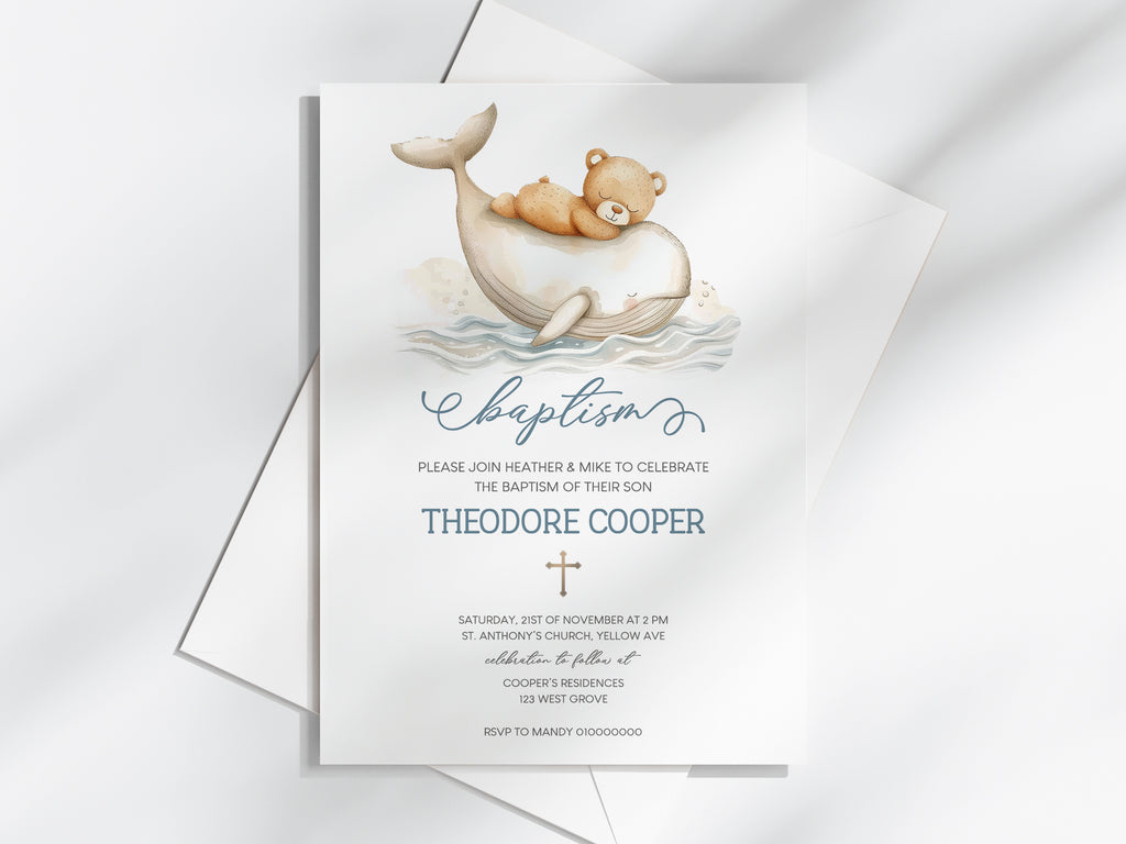 Personalised Baptism/Christening Invitations with Envelopes
