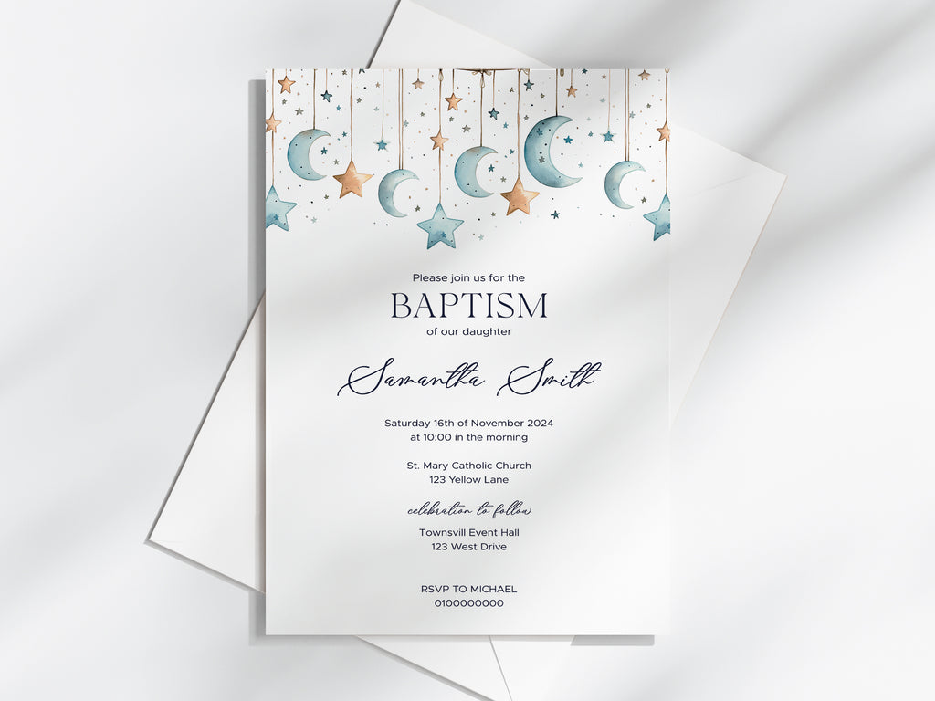 Personalised Baptism/Christening Invitations with Envelopes