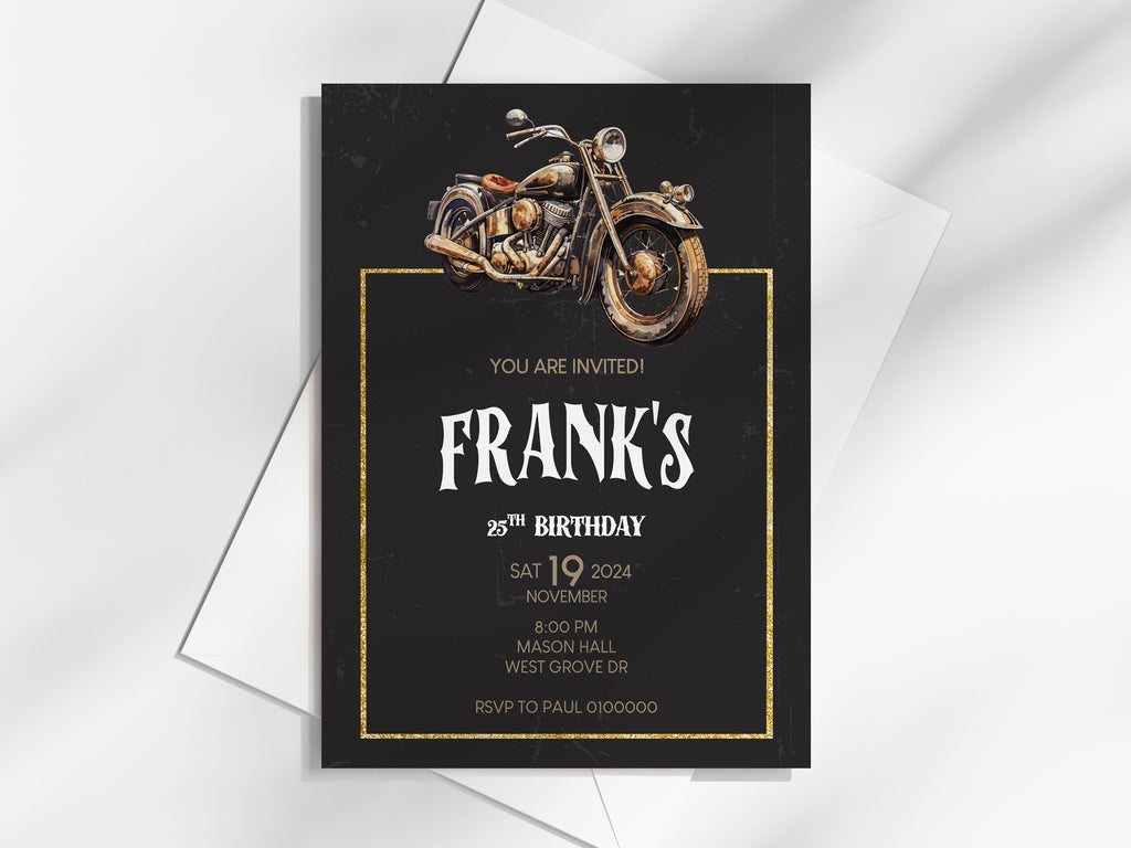 Personalised Retro Vintage Motor Birthday Party Invitations with Envel