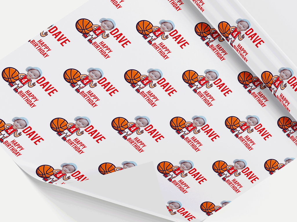 Personalised Birthday face photo basketball themed Gift Wrap/Wrapping