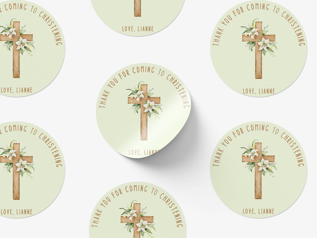 Personalised Round Baptism Sticker Labels, Christening sticker, custom