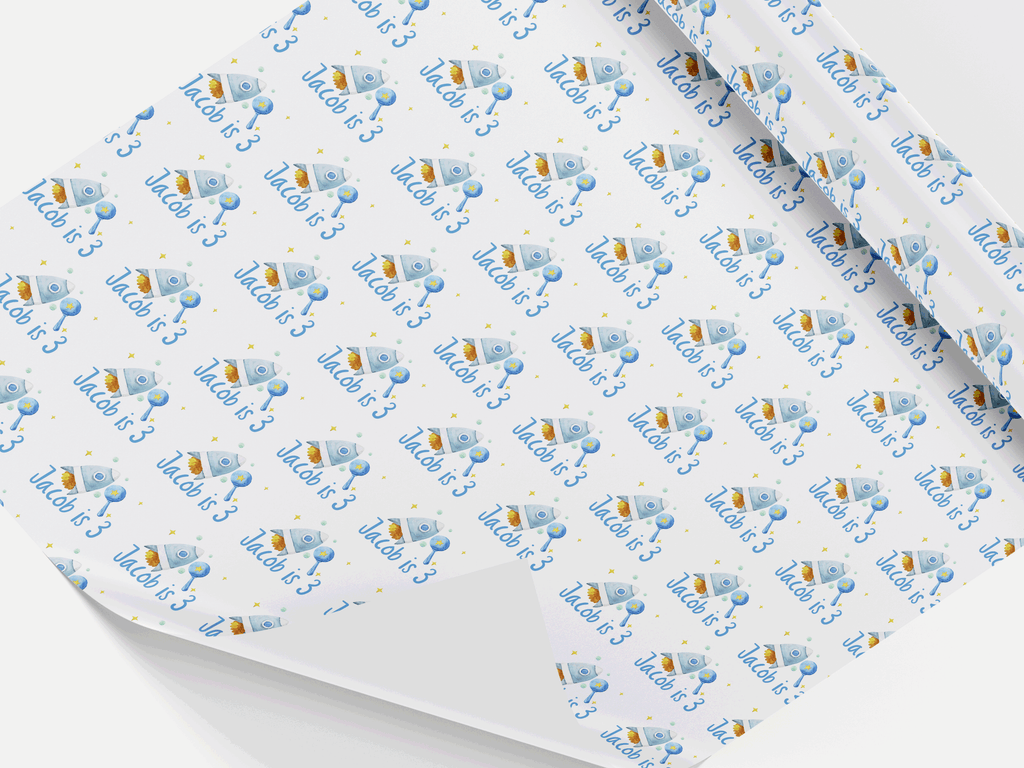 Personalised Kids Birthday Space themed Gift Wrap/Wrapping Paper