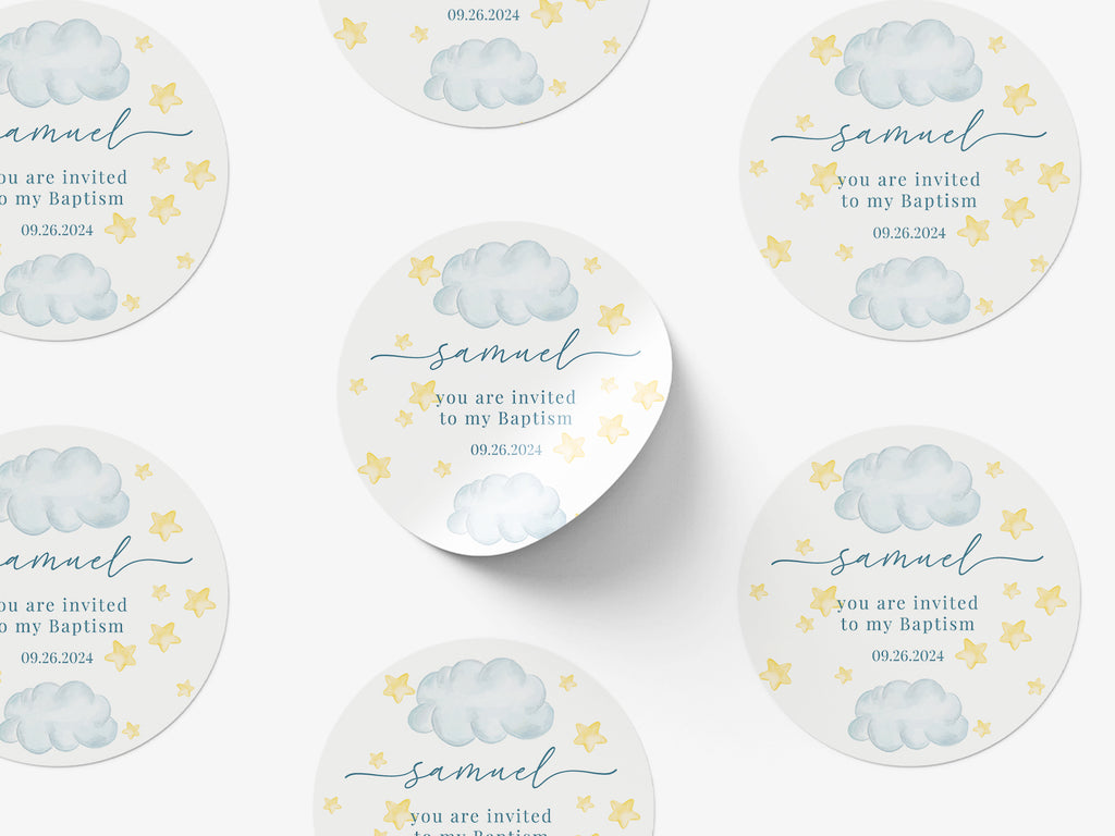 Personalised Round Baptism Sticker Labels, Christening sticker, custom
