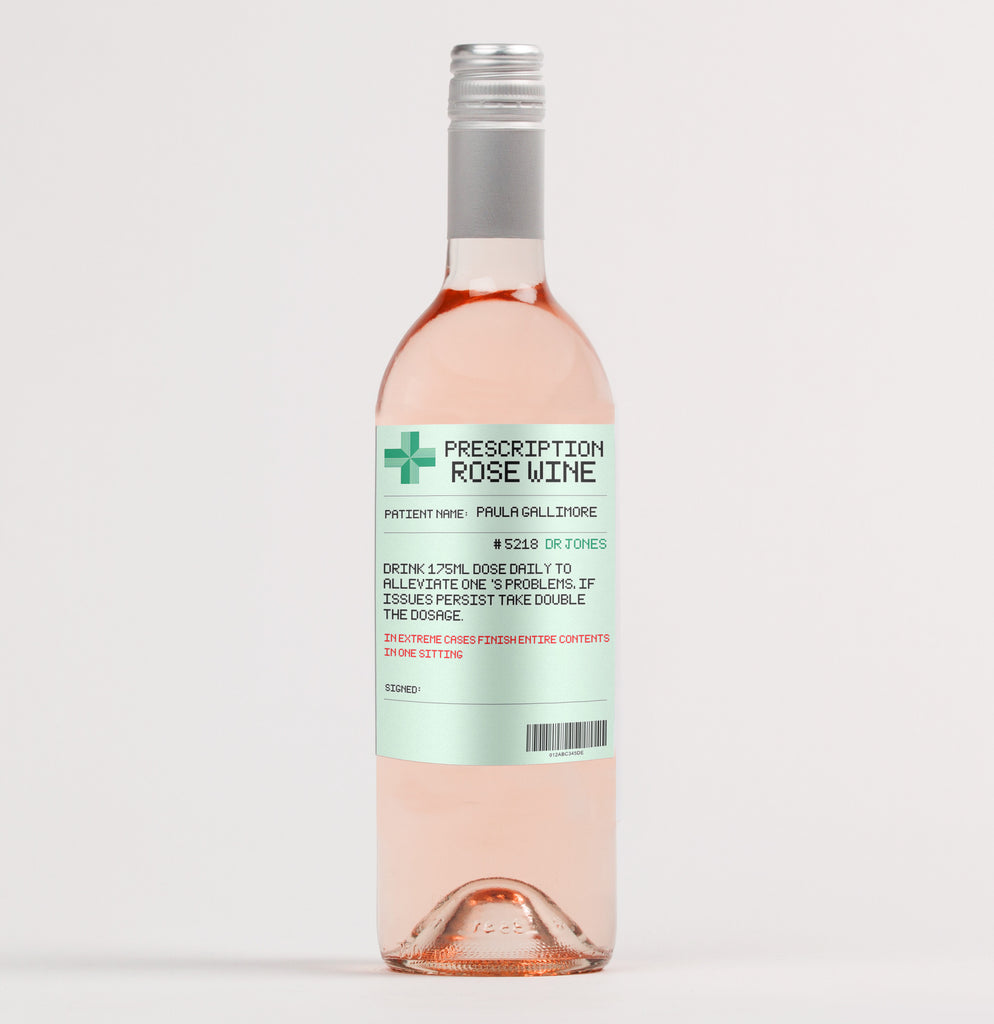 Prescription rose wine bottle label